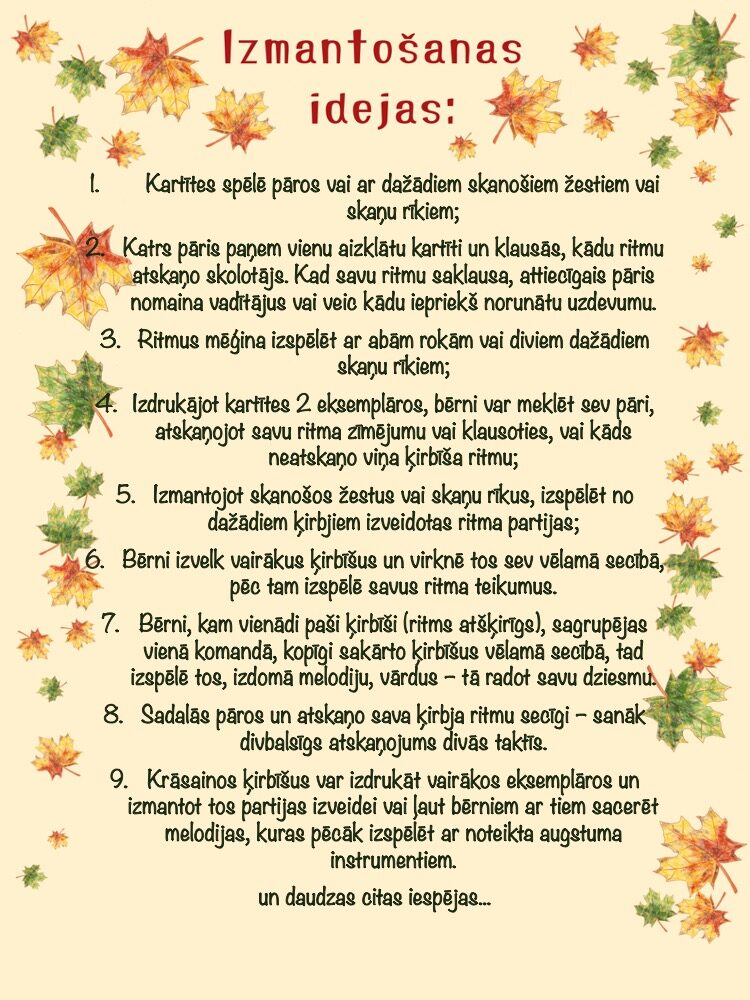 Ķirbju ritmi - divbalsīgas ritma kartītes - PDF - drukājami mācību ...